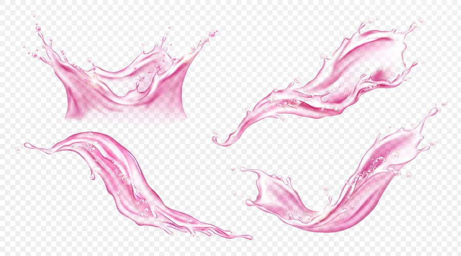 Realistic pink water flow splash splatters Vector Image