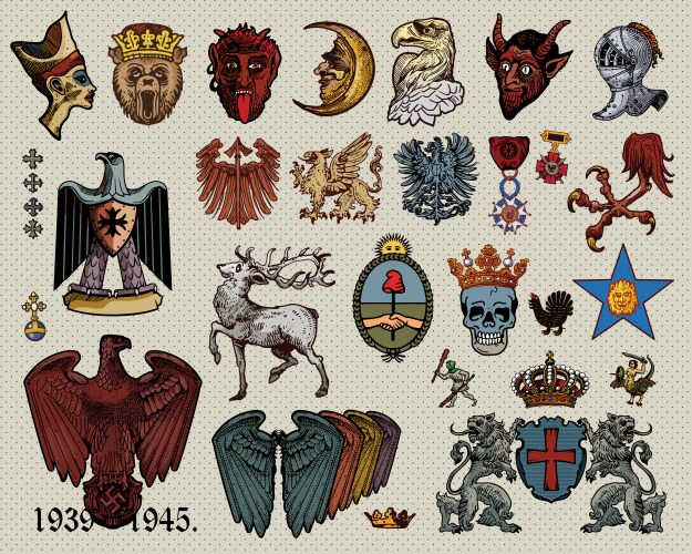 Set of heraldic elements Royalty Free Vector Image