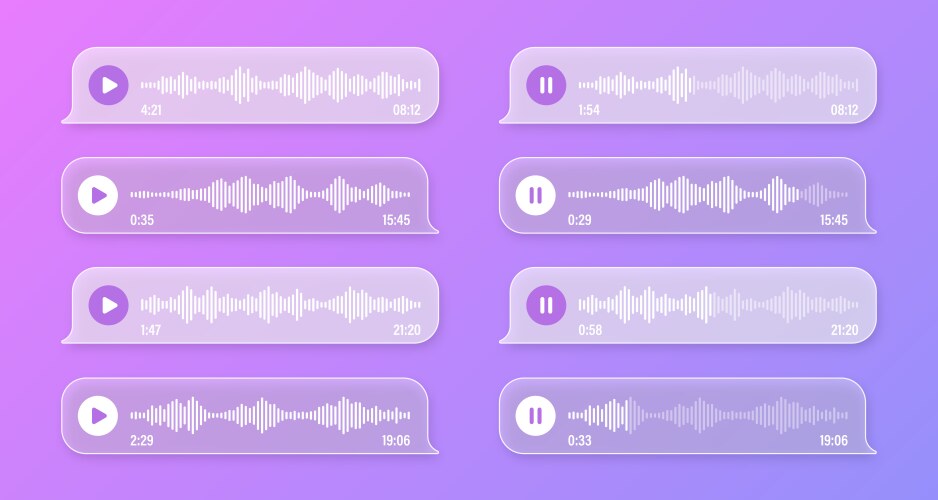 Voice audio message transparent speech bubbles Vector Image