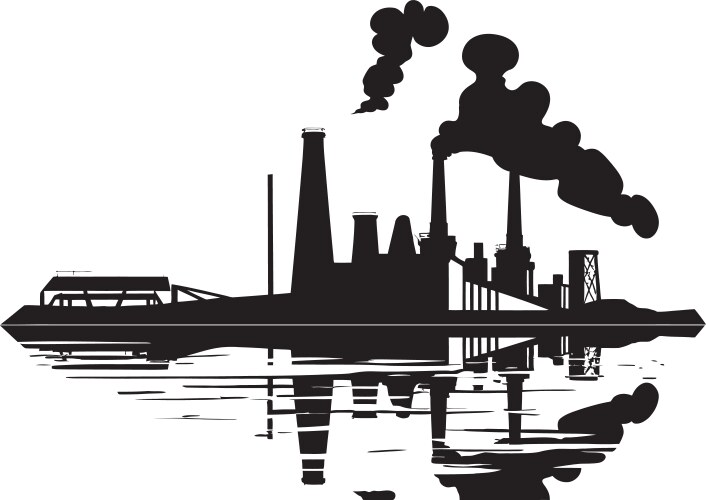Polluted river logo water and air pollution icon Vector Image