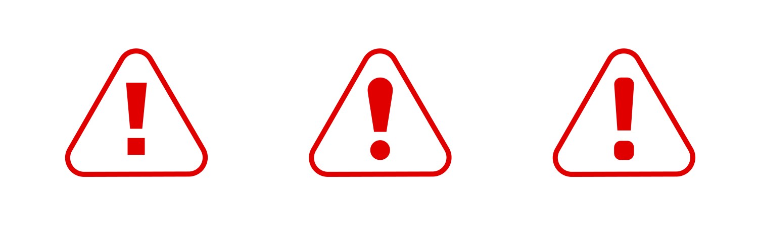 Warning sign with red exclamation mark Royalty Free Vector