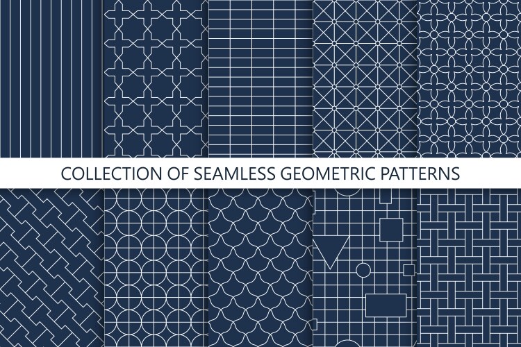 Collection of seamless geometric patterns Vector Image