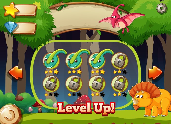 Red dinosaur in a forest setting Royalty Free Vector Image