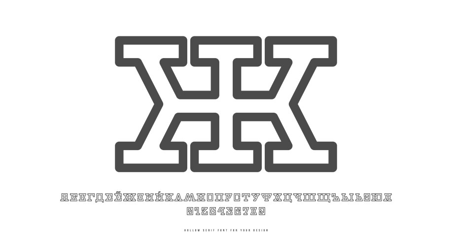 Hollow sans serif font in cyber style Royalty Free Vector