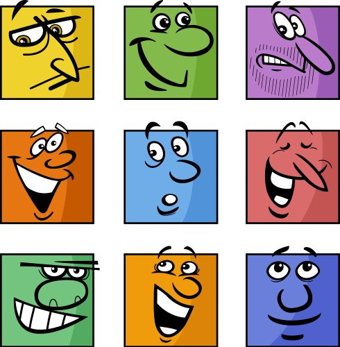 Emoticon elements set cartoon Royalty Free Vector Image