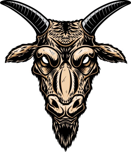 Baphomet demon goat head hand drawn print Vector Image