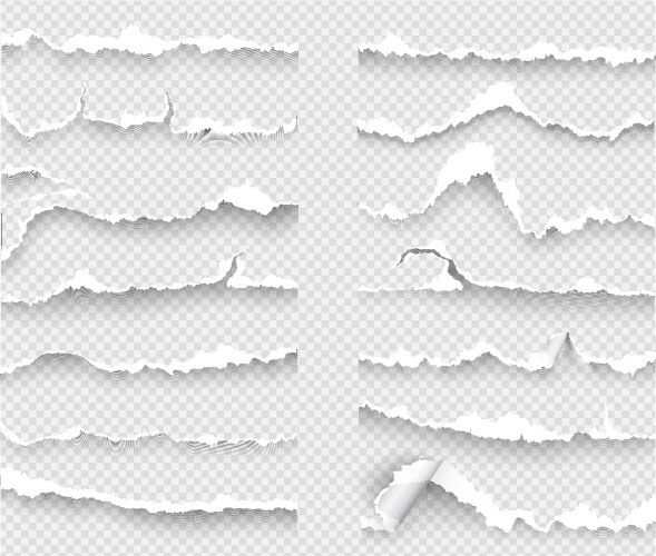 Set hole torn in ripped paper with burnt Vector Image