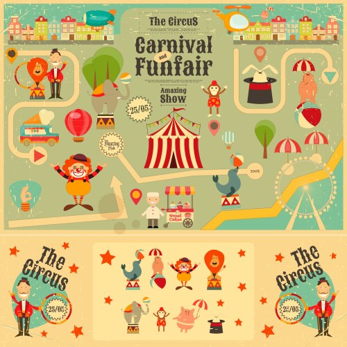Carnival fun park poster Royalty Free Vector Image