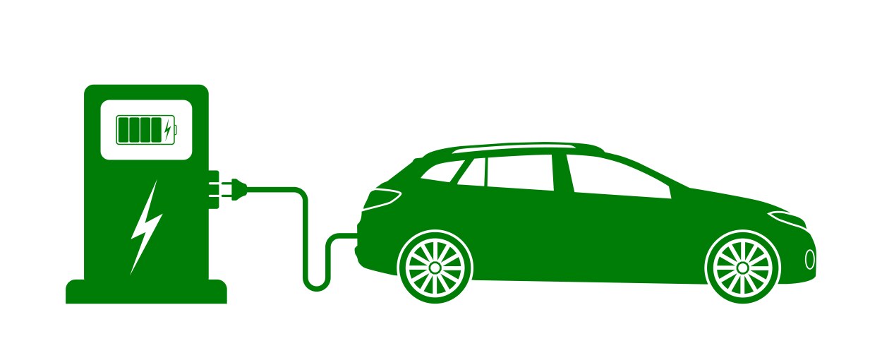 Car electric vehicle charged Royalty Free Vector Image