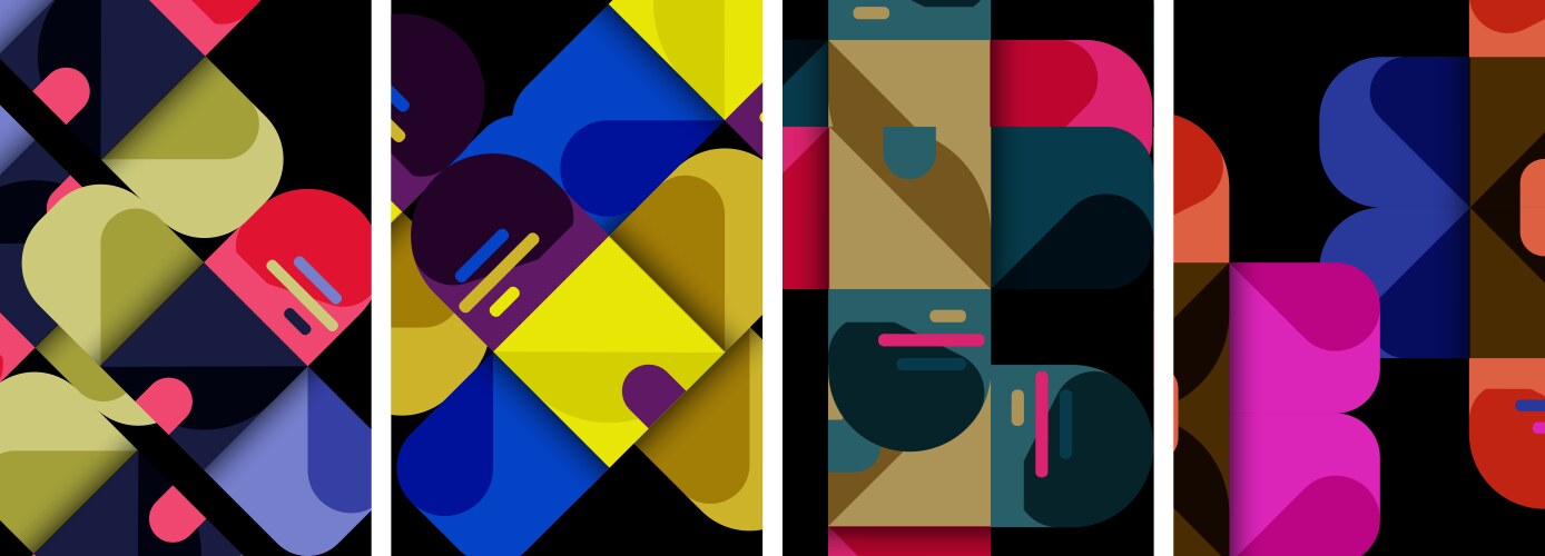 Geometric colorful poster backgrounds with squares