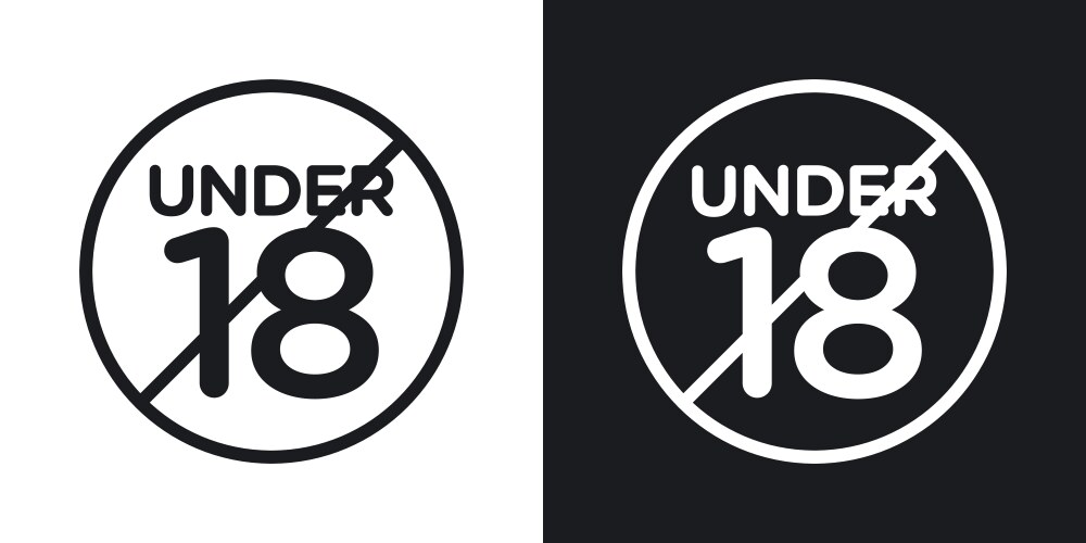 No under eighteen sign icon set restriction Vector Image