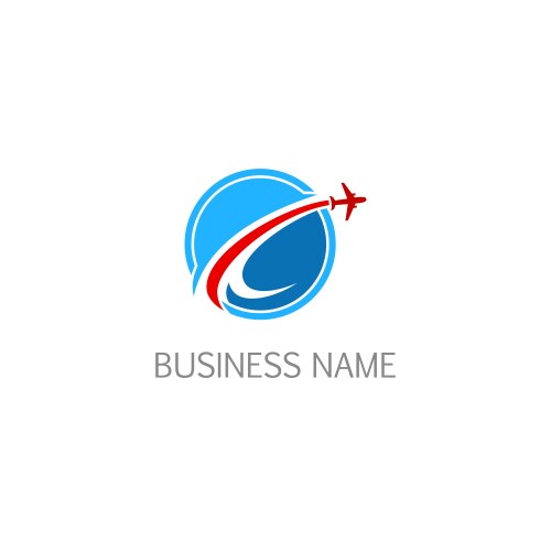 Blue logistics logo with airplane taking off Vector Image