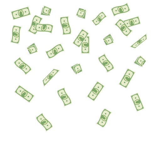 Many dollars currency falling down Royalty Free Vector Image