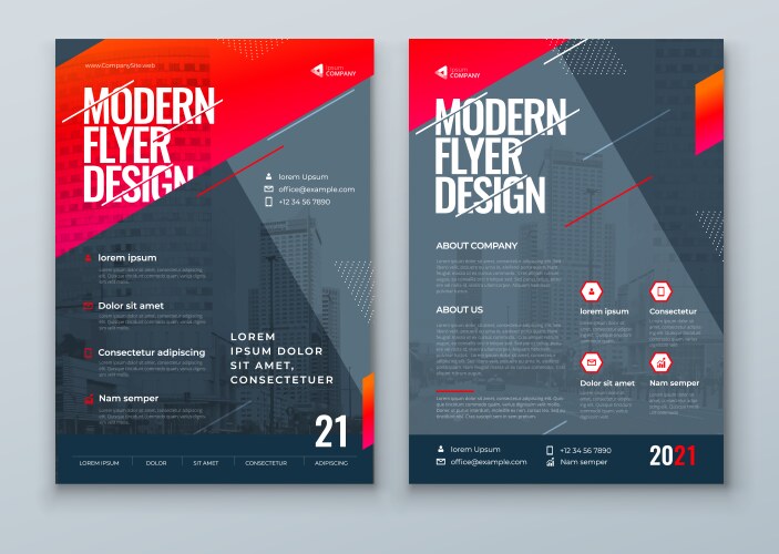 Flyer design red modern background Royalty Free Vector Image