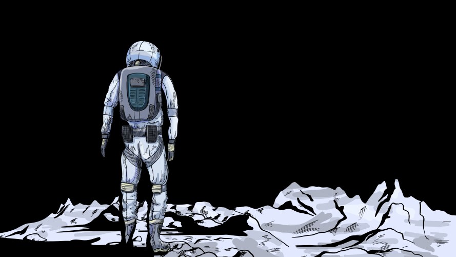 Astronaut in space suit back view full color Vector Image