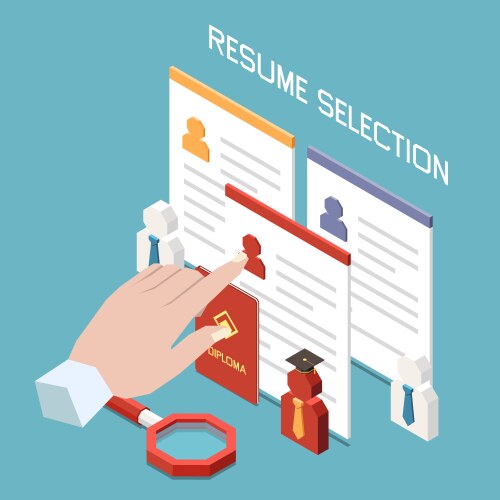 Isometric recruitment concept Royalty Free Vector Image