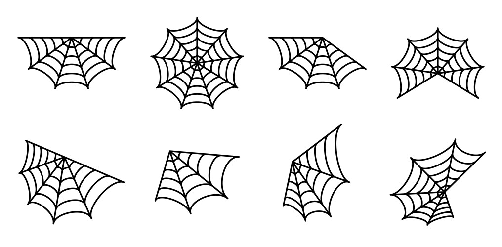Spider web clip art set line art halloween Vector Image