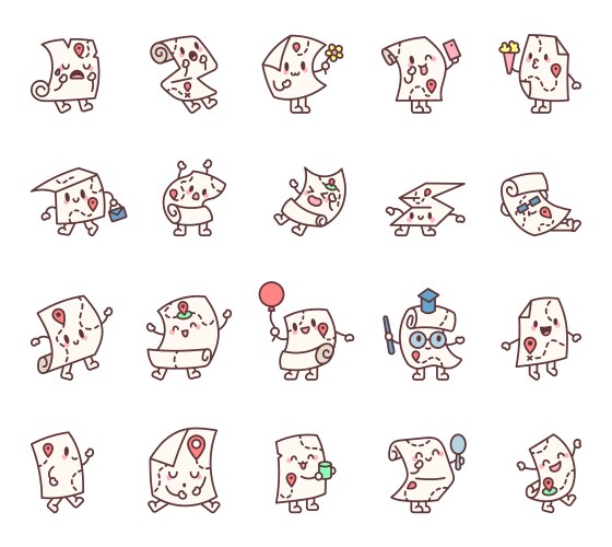 Funny cartoon map character walks Royalty Free Vector Image