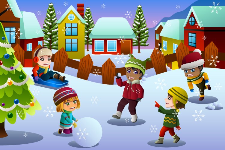 Kids Playing in Snow Clipart Vector Images (over 150)