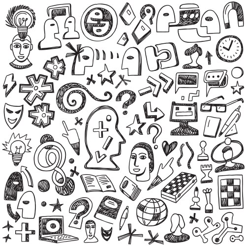 Thinking psychology - doodles set Royalty Free Vector Image