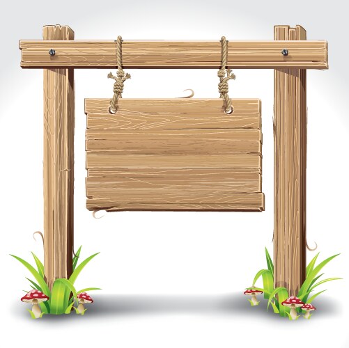 Wooden sign boarder hanging with rope Royalty Free Vector