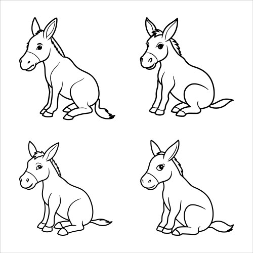 Donkey sitting line art Royalty Free Vector Image