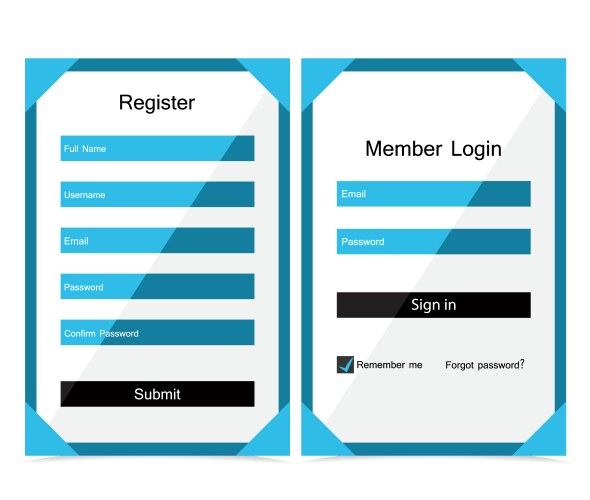 Login and register form Royalty Free Vector Image
