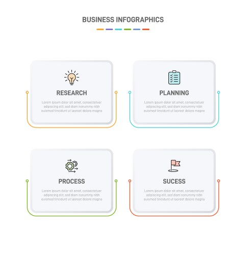 4 clean infographic design shaped elements Vector Image