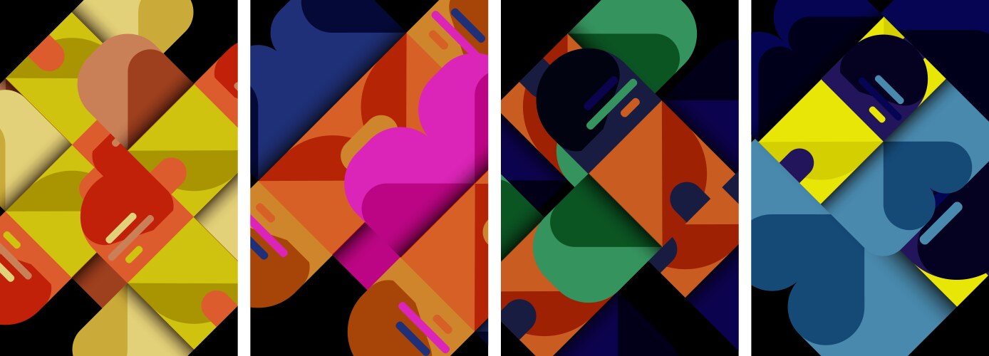Geometric colorful poster backgrounds with squares