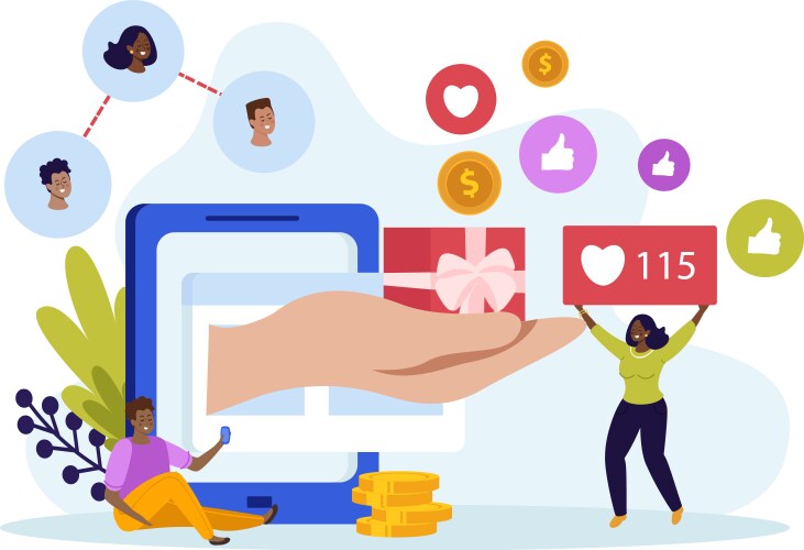 Referral program flat infographic Royalty Free Vector Image