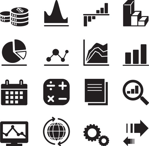Data diagram graph chart icon set Royalty Free Vector Image