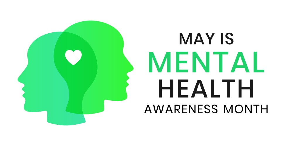 Mental Health Awareness Month Banner Silhouettes Vector Image