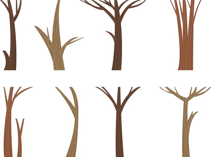 White background with dry tree thick contour Vector Image