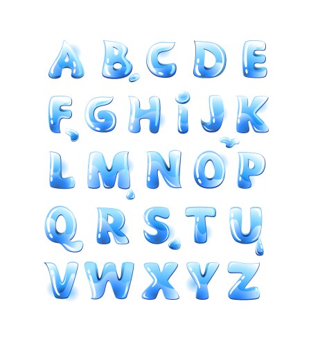 Cartoon water drops font Royalty Free Vector Image