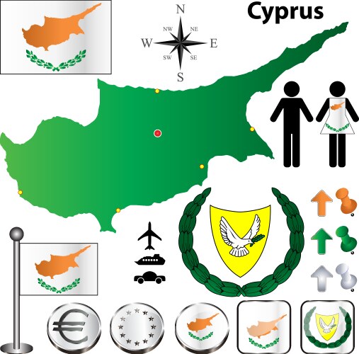 Cyprus map and flag Royalty Free Vector Image - VectorStock