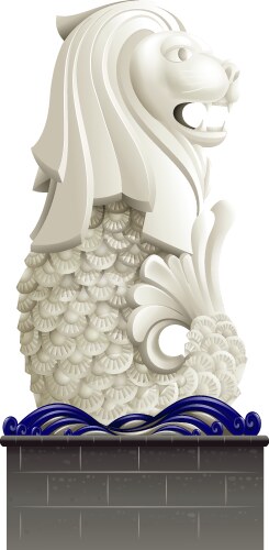 Merlion statue on blue Royalty Free Vector Image