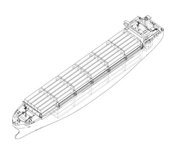Dry cargo ship isometric drawings Royalty Free Vector Image