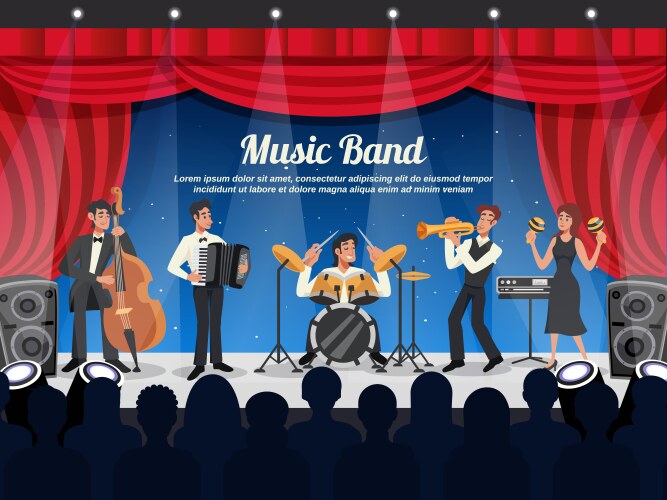 People at stage waiting rock music concert event Vector Image