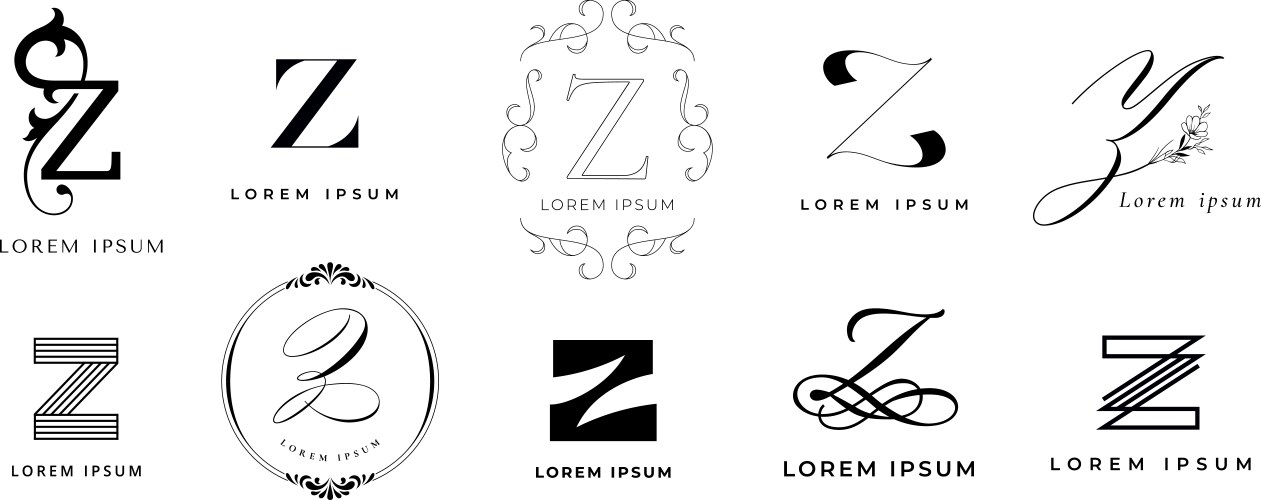 Vintage set capital letters monograms and font Vector Image