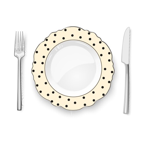 Empty orange color dish with figured edges Vector Image