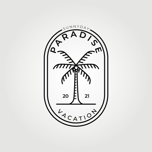 Paradise line art logo design surfing island Vector Image