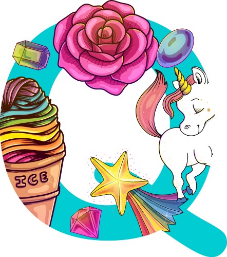 Cute magic letter m Royalty Free Vector Image - VectorStock