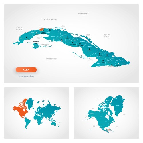 Flat design cuba map infographic Royalty Free Vector Image