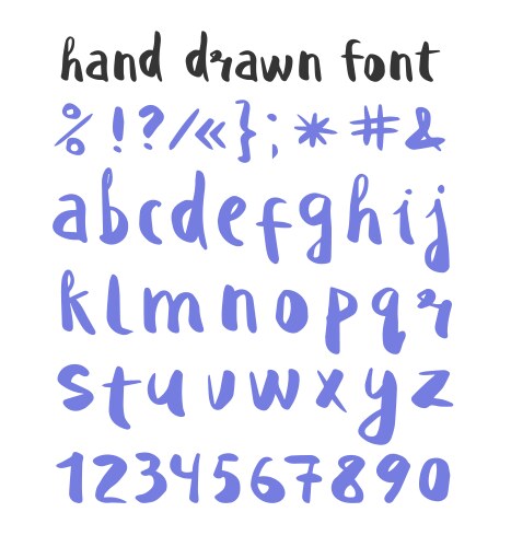 Calligraphic brush pen font hand drawn Royalty Free Vector