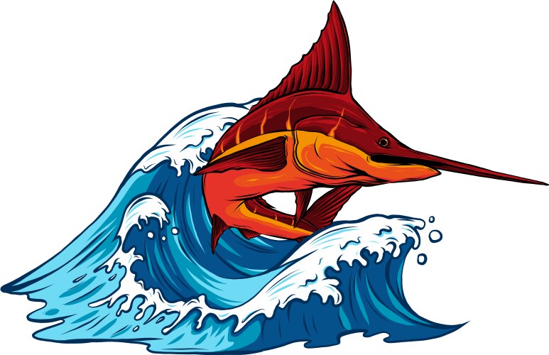 Marlin fish with anchor Royalty Free Vector Image