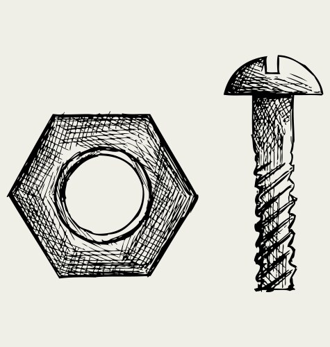 Bolt drawing blueprint Royalty Free Vector Image