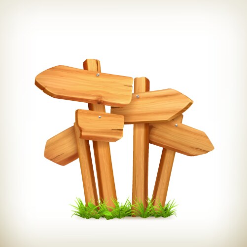 Wooden signpost cartoon direction pointer Vector Image