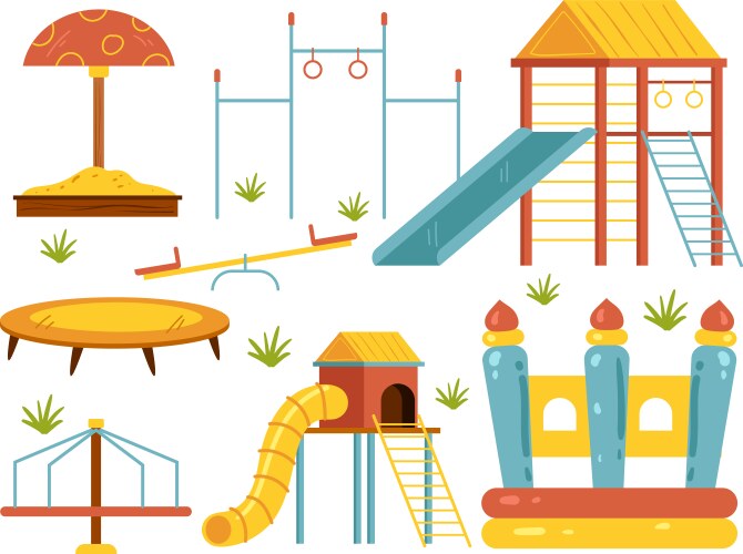 Set collection kids playground city park Vector Image