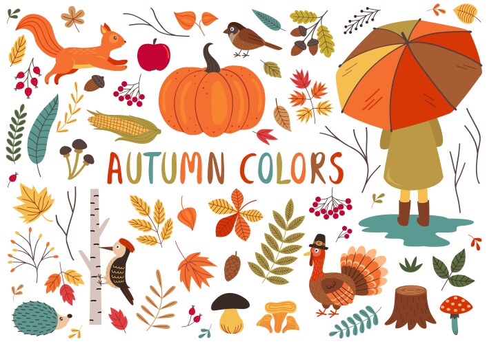 Set of isolated autumn elements part 1 Royalty Free Vector