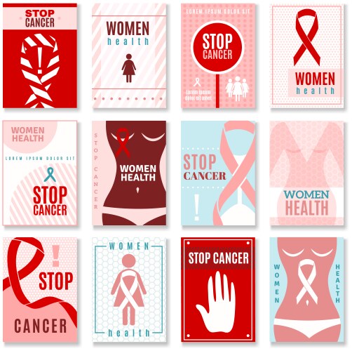 Set ribbon all cancers cancer awareness ribbons Vector Image